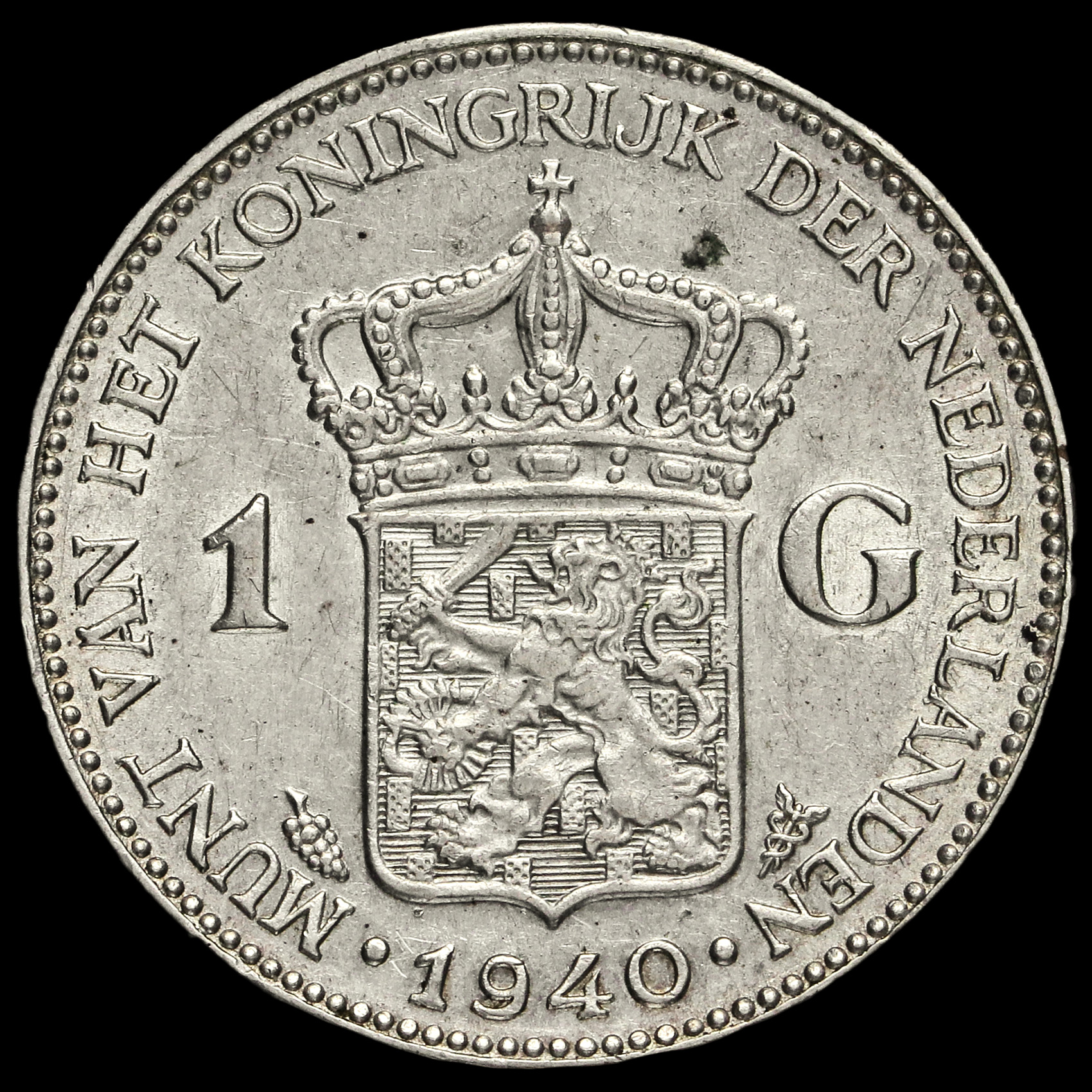 Netherlands 1940 Wilhelmina Silver 1 Gulden