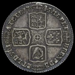 1745 George II Early Milled Silver Lima Shilling, GVF