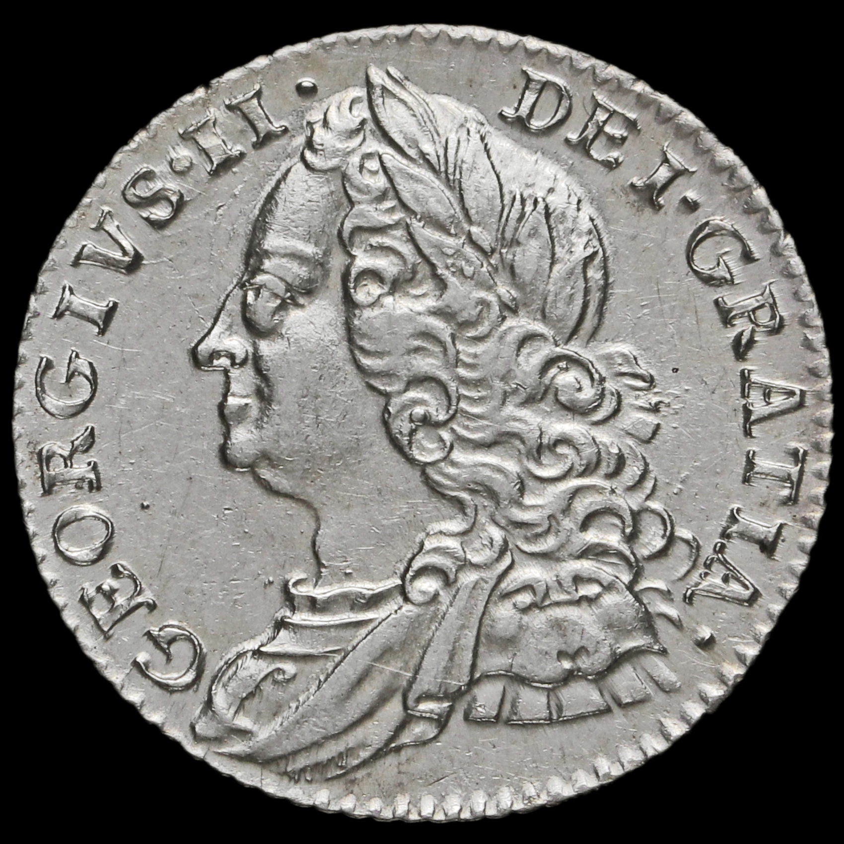 1757 George II Early Milled Silver Sixpence, AU
