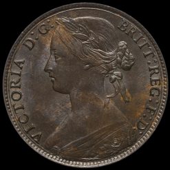 1861 Queen Victoria Bun Head Penny, F22