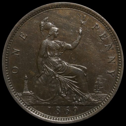 1869 Queen Victoria Bun Head Penny