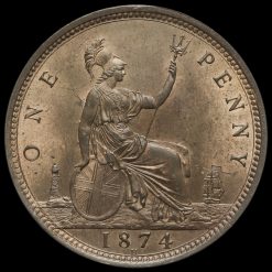 1874 H Queen Victoria Bun Head Penny