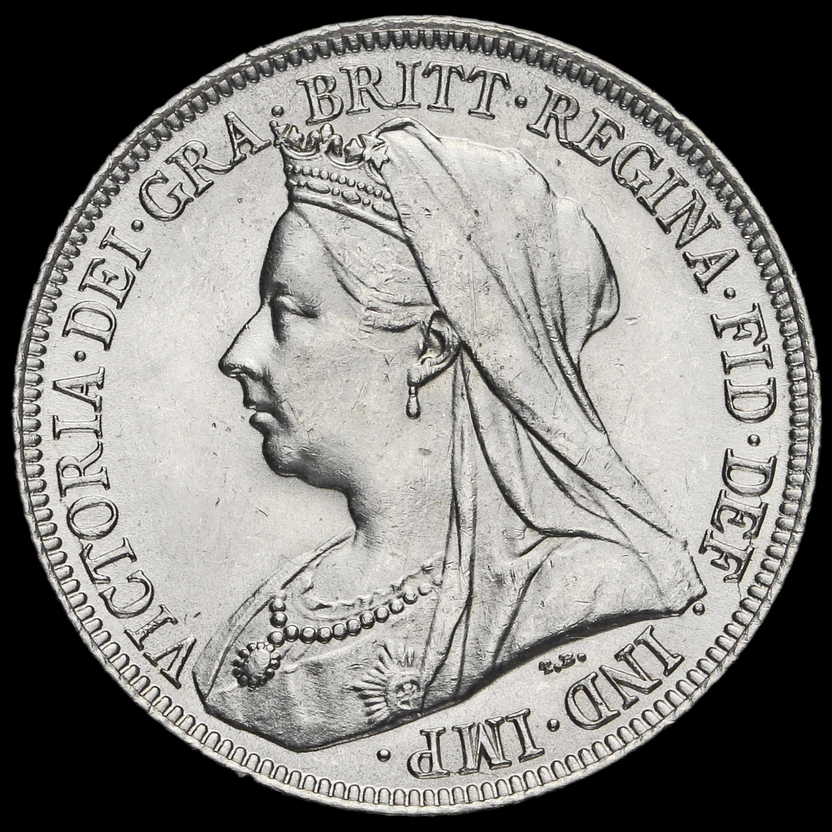 1898 Queen Victoria Veiled Head Silver Shilling, A/UNC