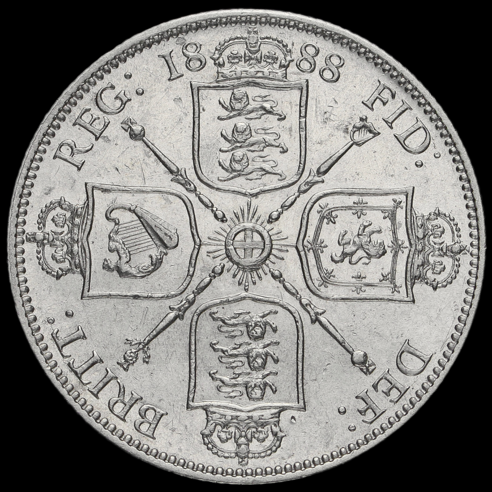 1888 Queen Victoria Jubilee Head Silver Florin, G/EF