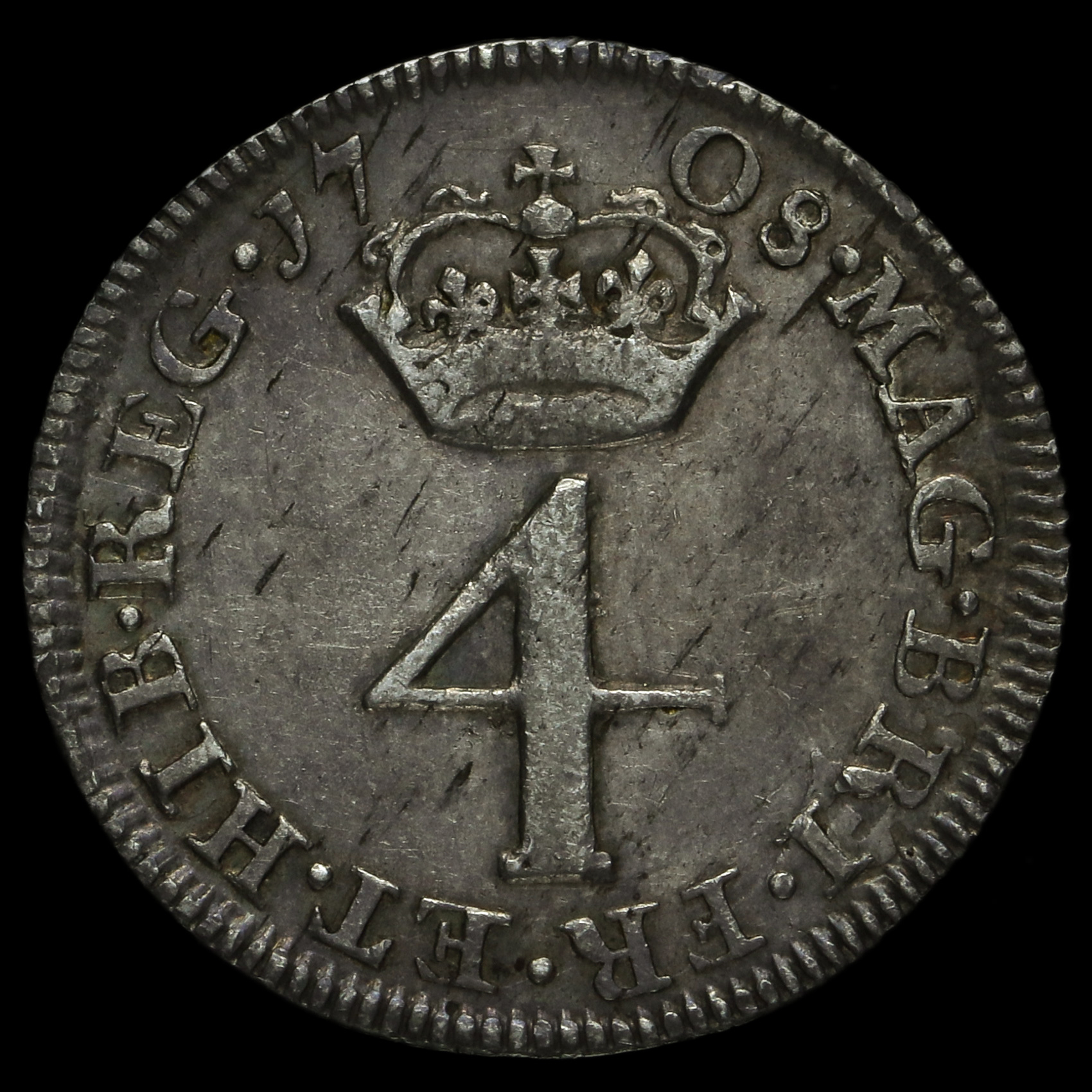1708 Queen Anne Early Milled Silver Maundy Fourpence