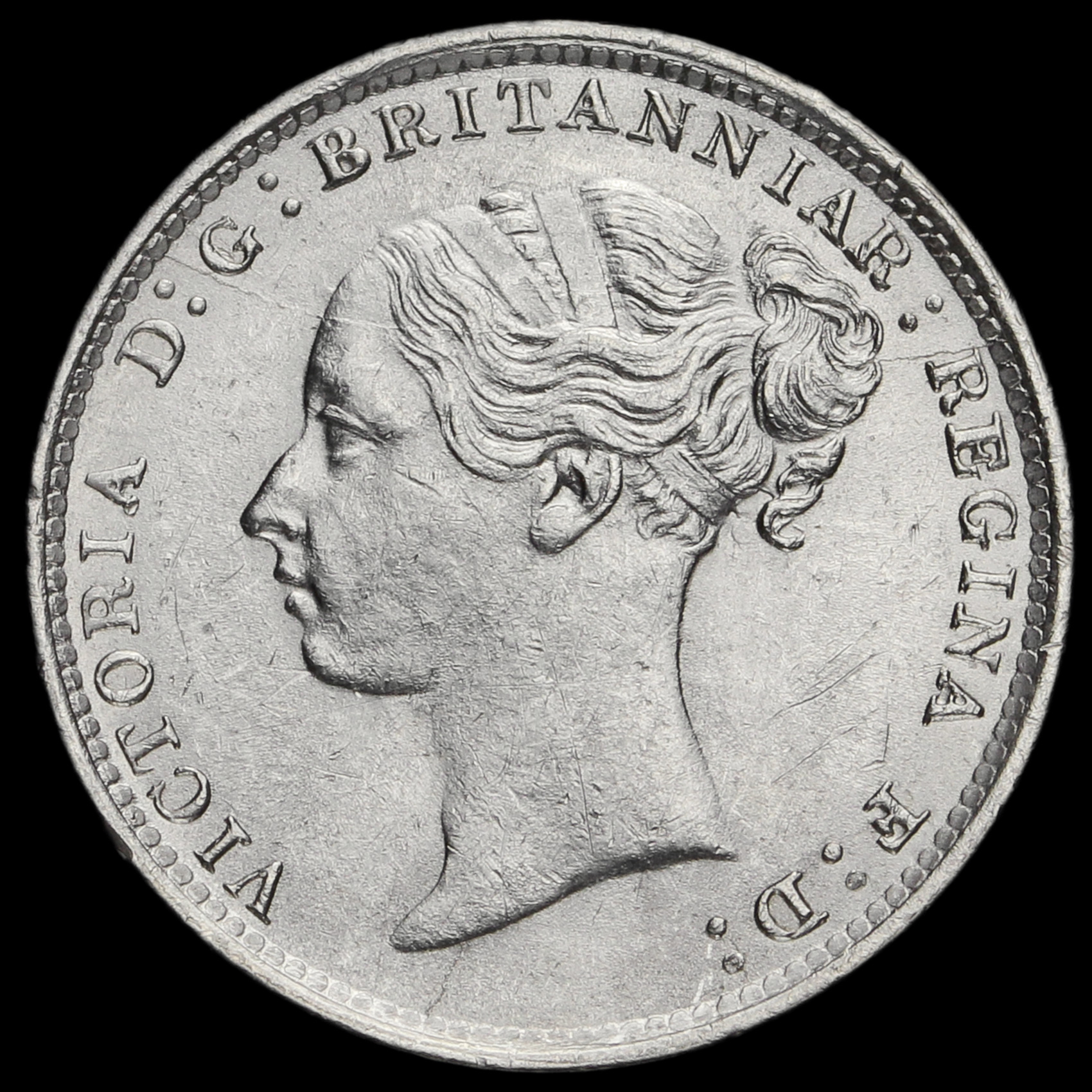 1881 Queen Victoria Young Head Silver Threepence, A/UNC