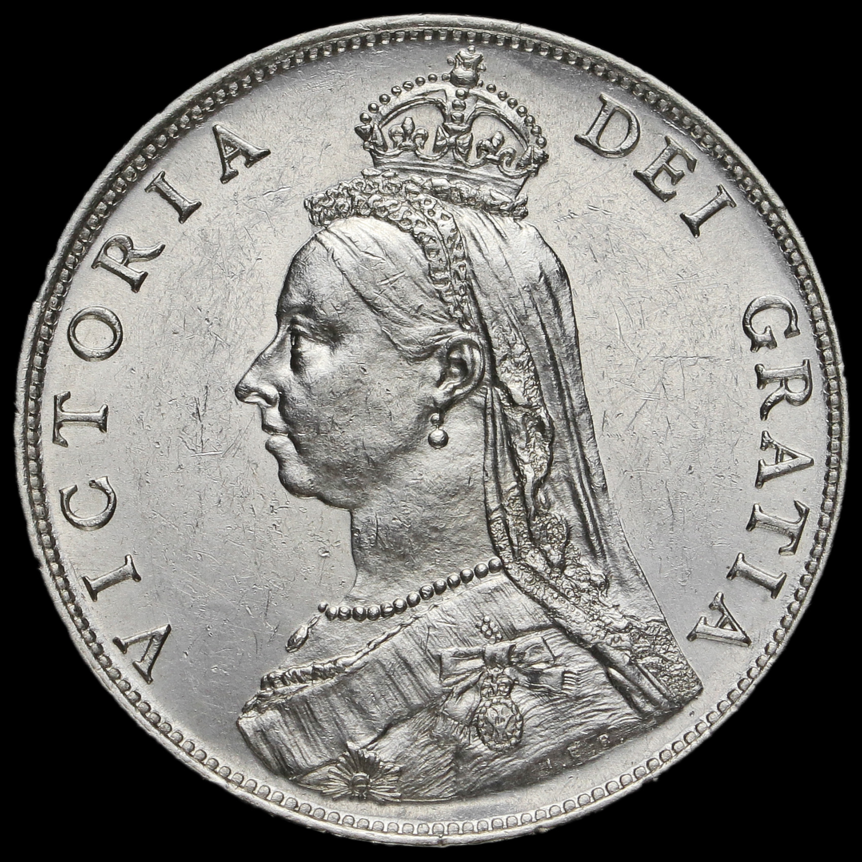 1887 Queen Victoria Jubilee Head Silver Florin, A/UNC