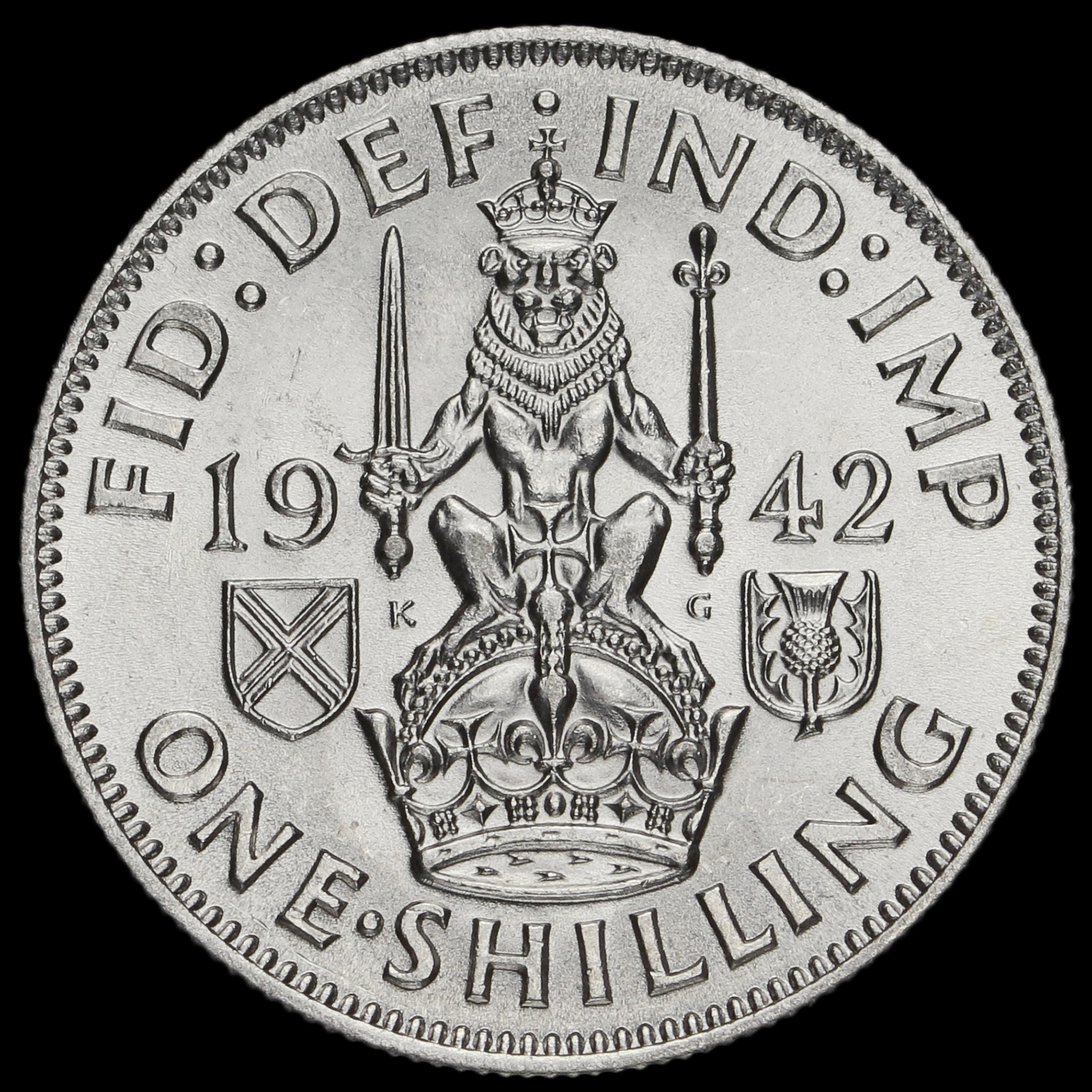 1942 George VI Silver Scottish Shilling, A/UNC