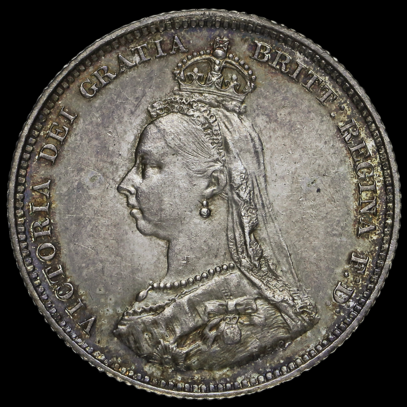 1887 Queen Victoria Jubilee Head Silver Shilling, Scarcer Variety, G/EF