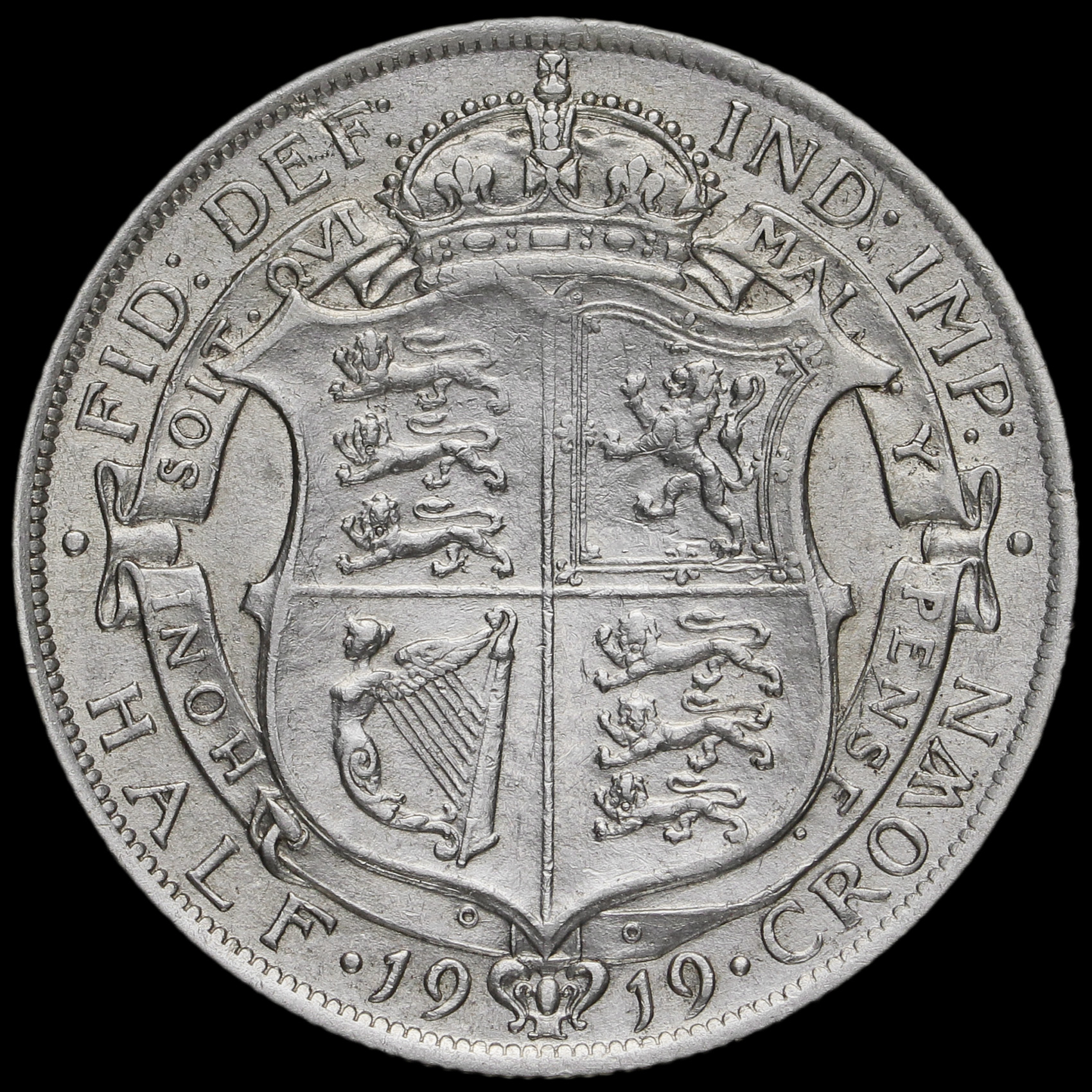 1919 George V Silver Half Crown, Scarce