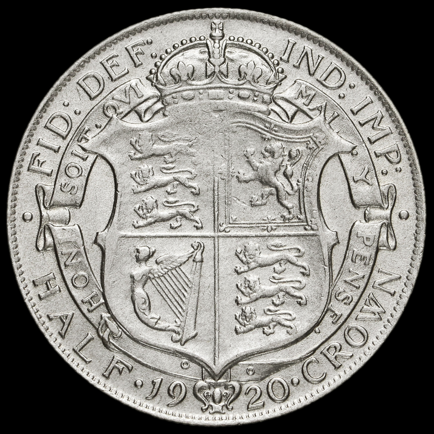 1920 George V Silver Half Crown, Scarce