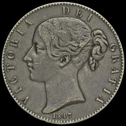 1847 Queen Victoria Young Head Silver XI Crown, VF
