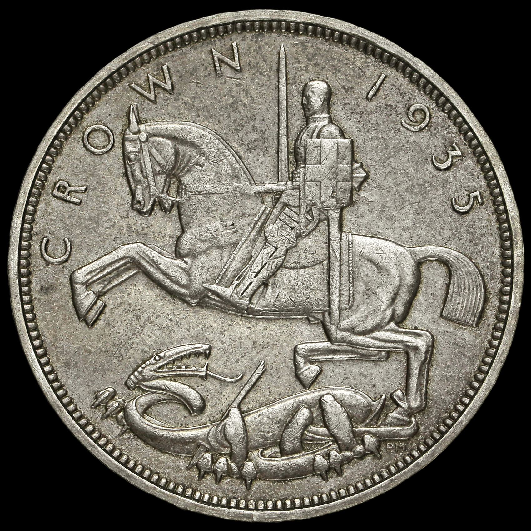 1935 King George V Rocking Horse Silver Jubilee Crown, G/EF