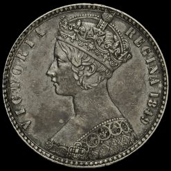 1849 Queen Victoria Godless Florin, Near EF