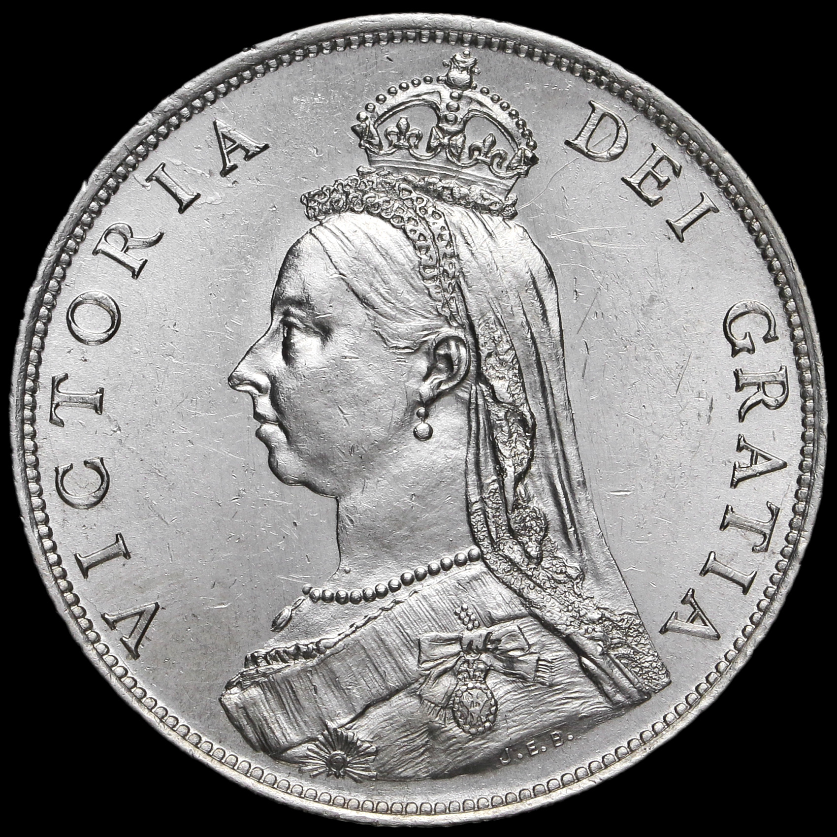 1887 Queen Victoria Jubilee Head Silver Florin, A/UNC