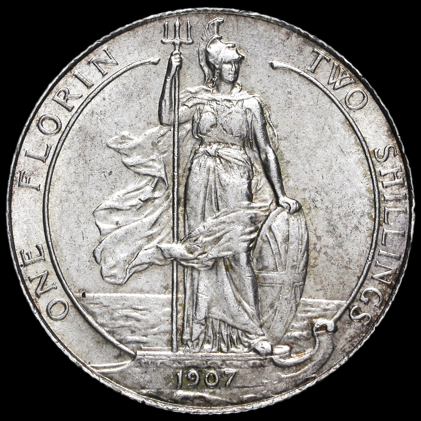 1907 Edward VII Silver Florin, Scarce, G/EF