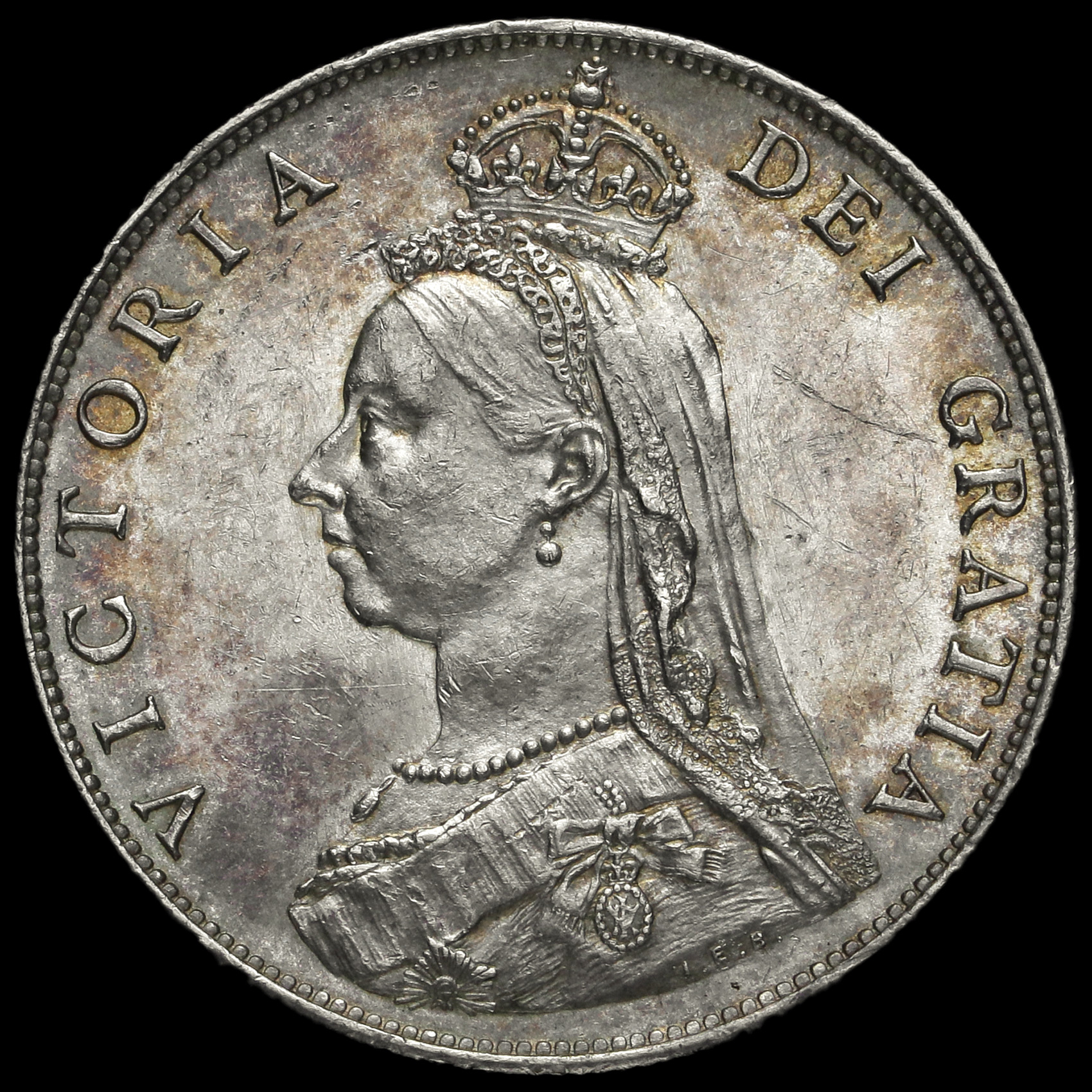 1887 Queen Victoria Jubilee Head Silver Florin, A/UNC