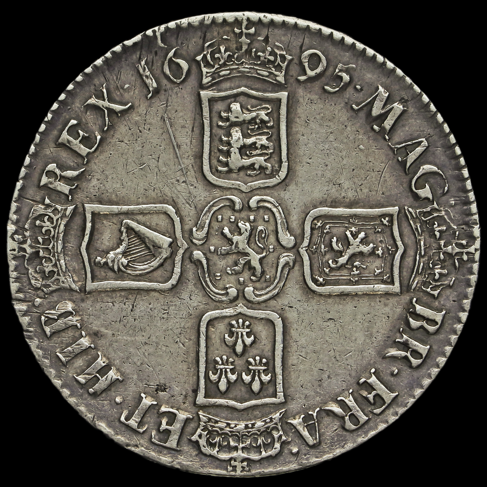 1695 William III Early Milled Silver Septimo Crown