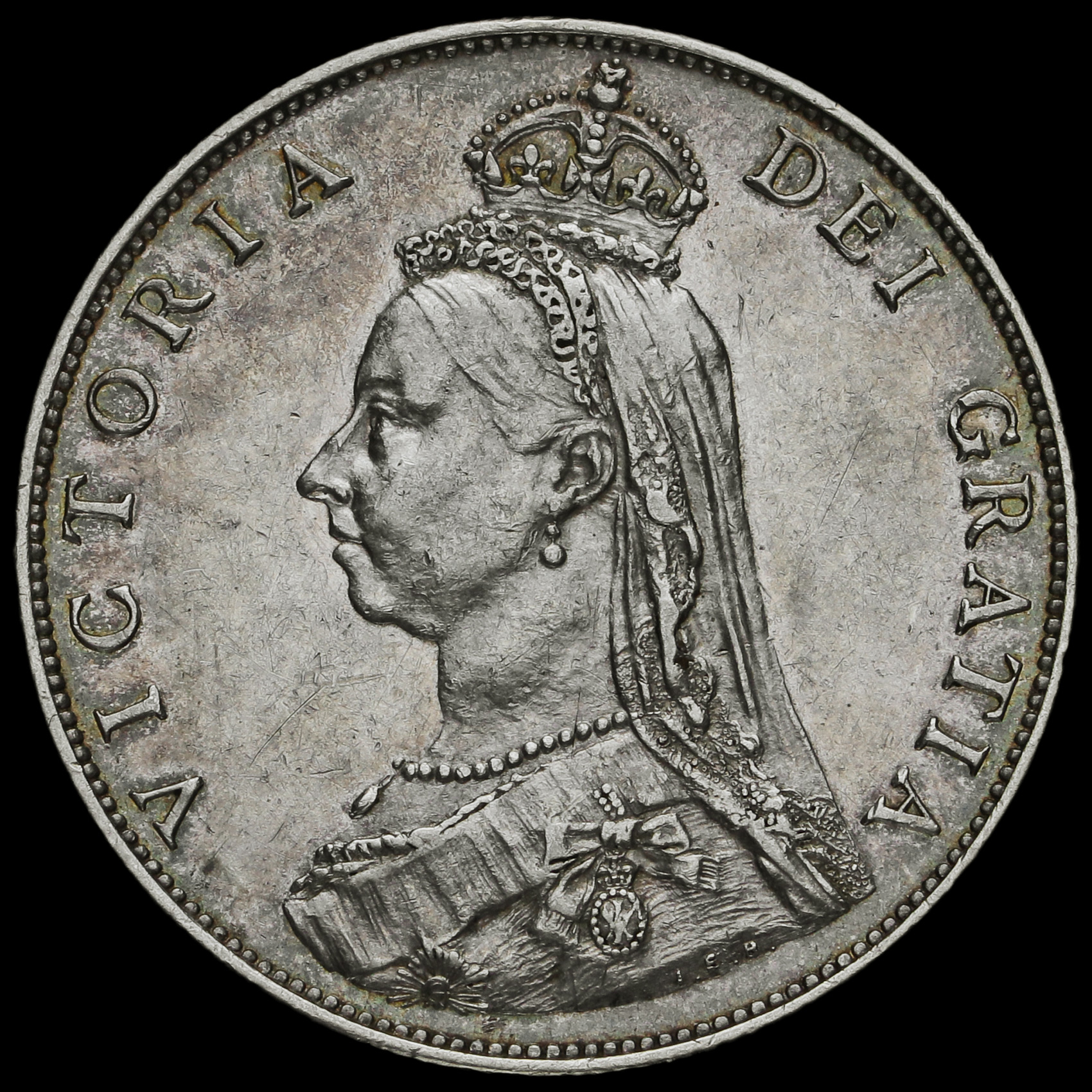 1887 Queen Victoria Jubilee Head Silver Florin, EF