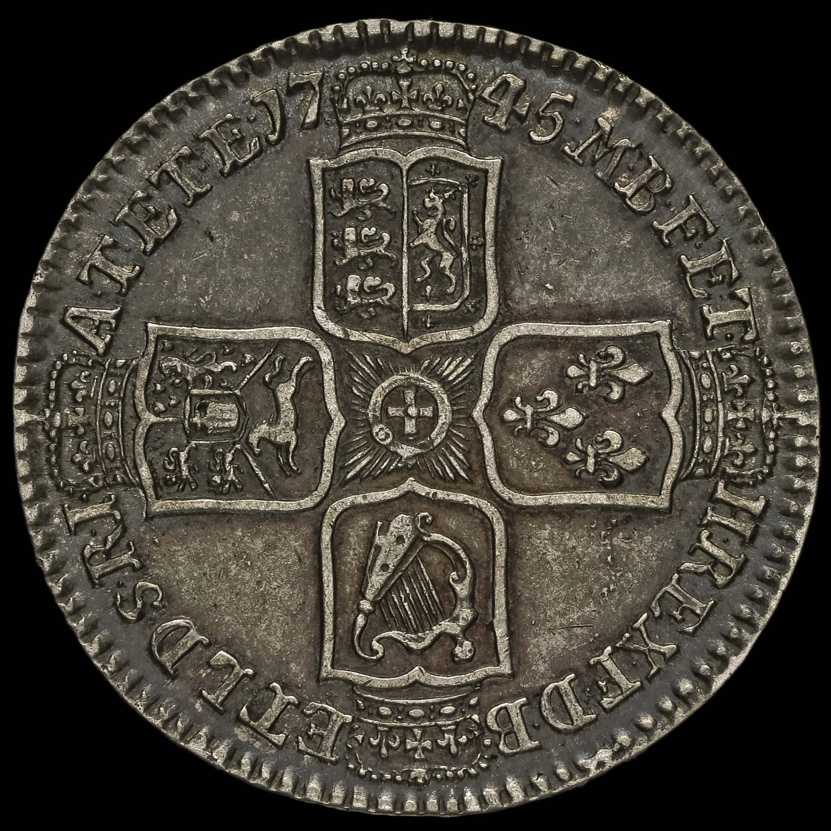 1745 George II Early Milled Silver Lima Half Crown