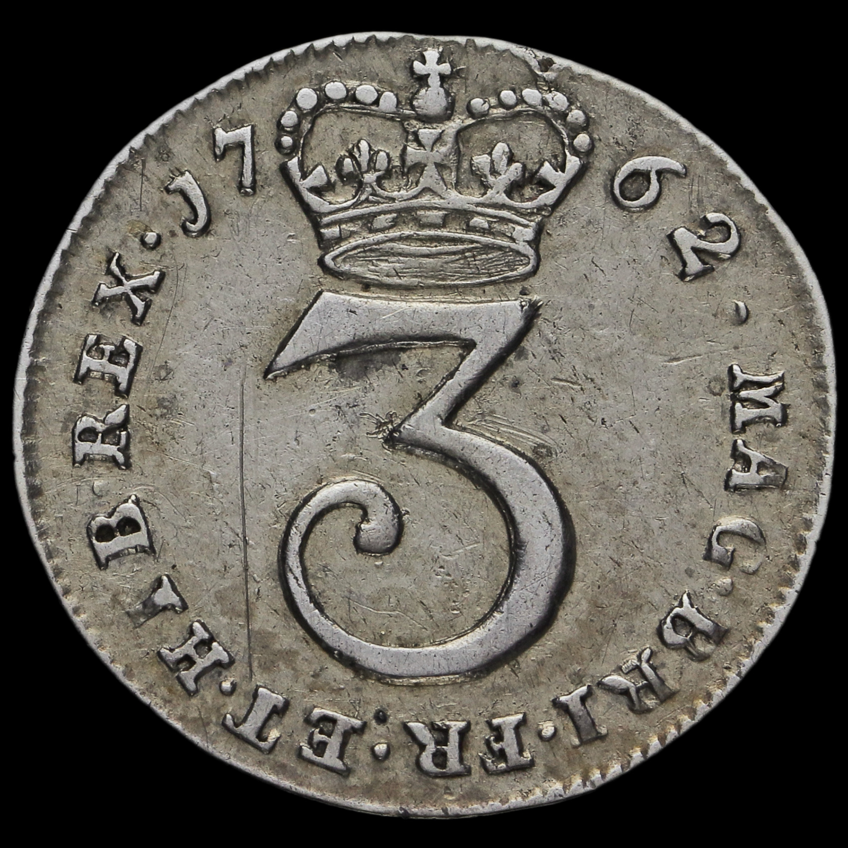 1762 George III Early Milled Silver Maundy Threepence