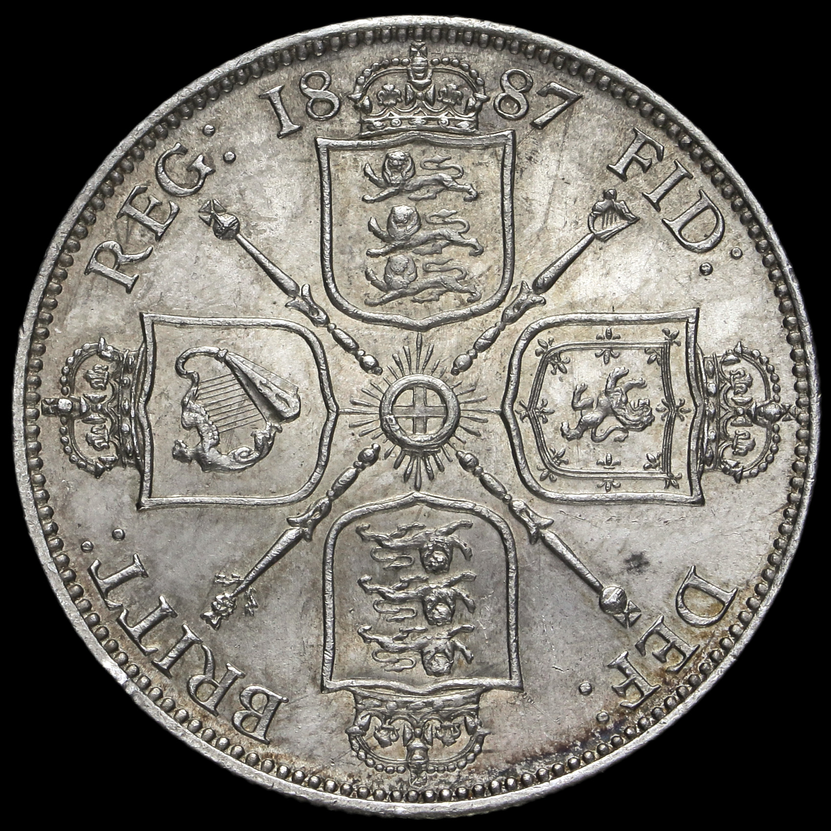 1887 Queen Victoria Jubilee Head Silver Florin, A/UNC #2