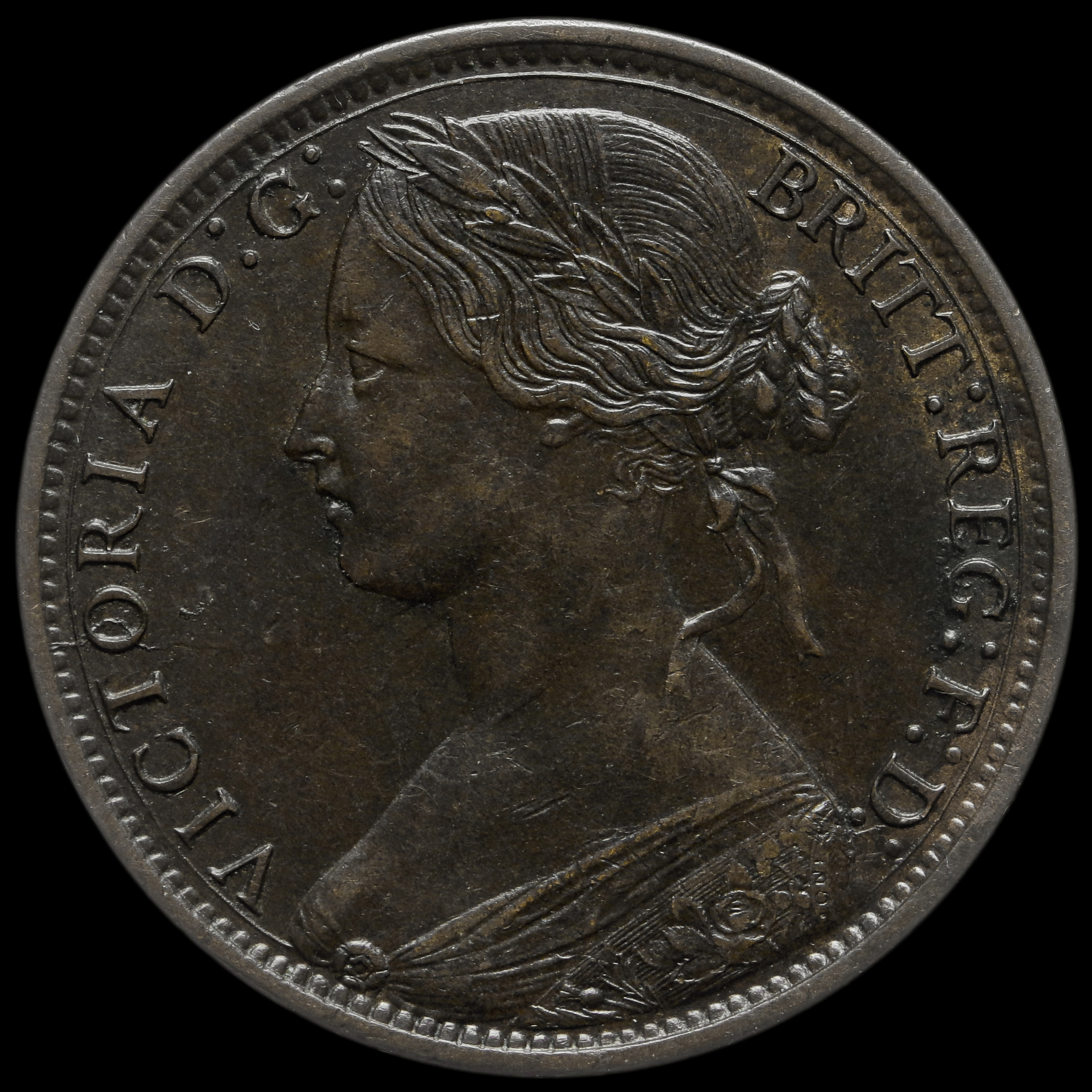 1866 Queen Victoria Bun Head Penny