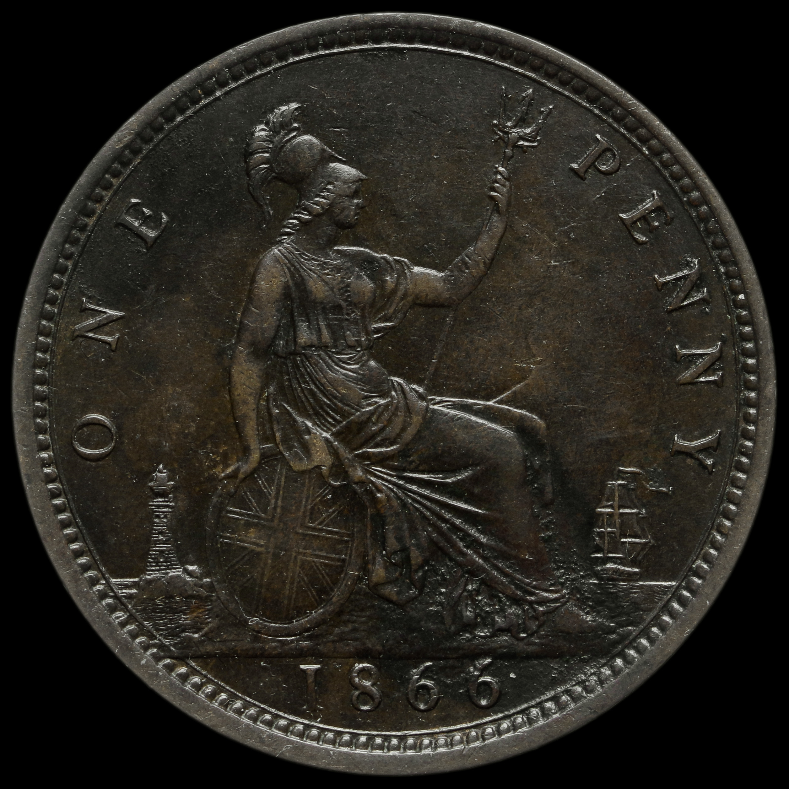 1866 Queen Victoria Bun Head Penny