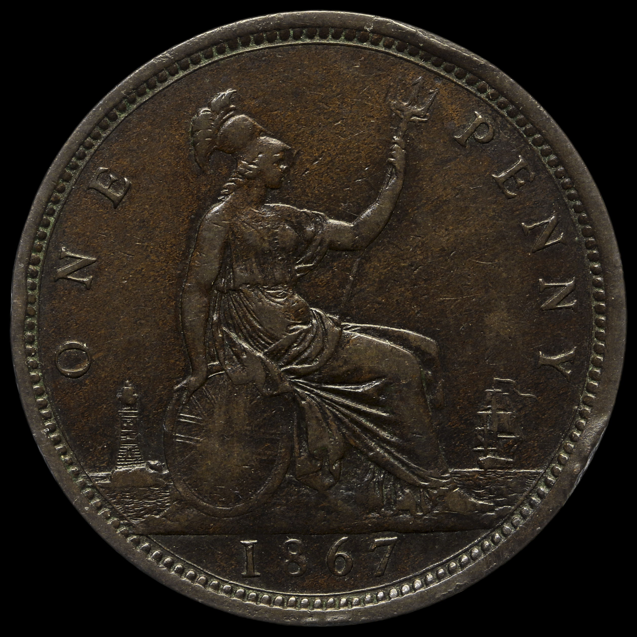 1867 Queen Victoria Bun Head Penny