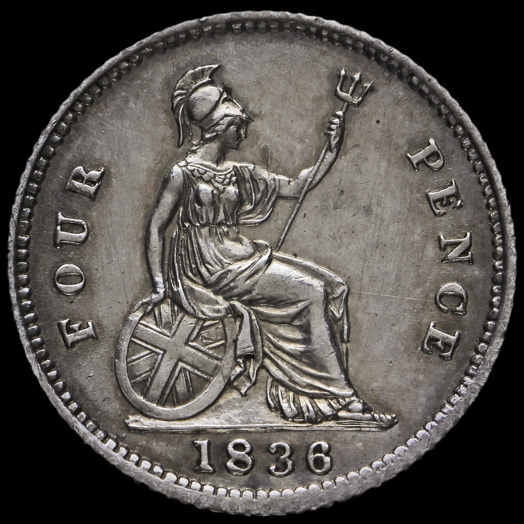 1836 William IV Milled Silver Fourpence / Groat, EF