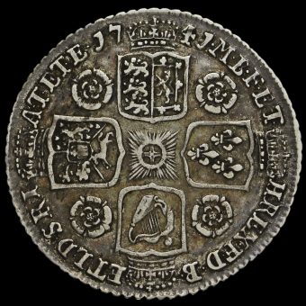 1745/3 George II Early Milled Silver Shilling, Roses, Rare