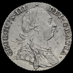 1787 George III Early Milled Silver Shilling, Hearts, EF #2