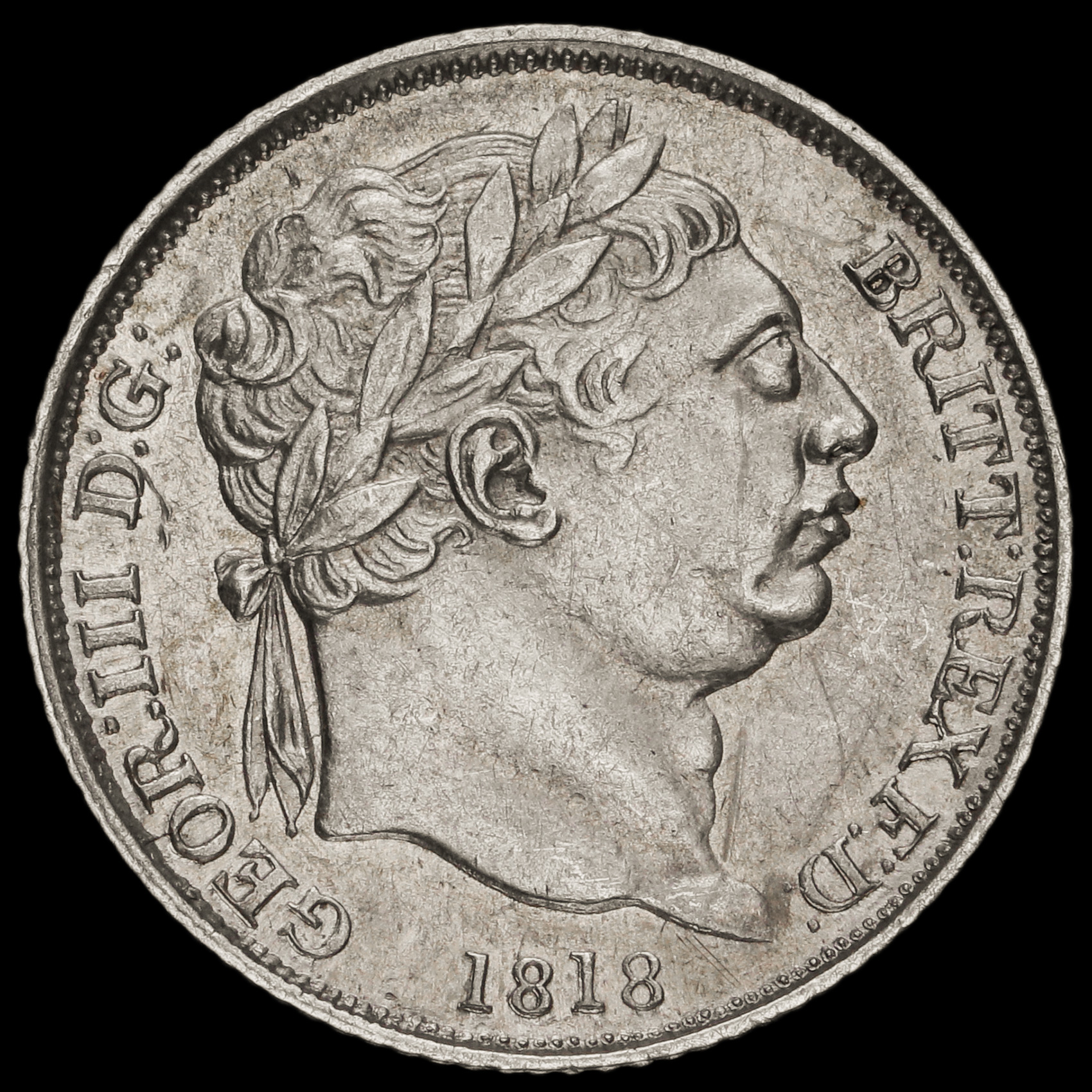 1818 George III Milled Silver Sixpence, Scarce