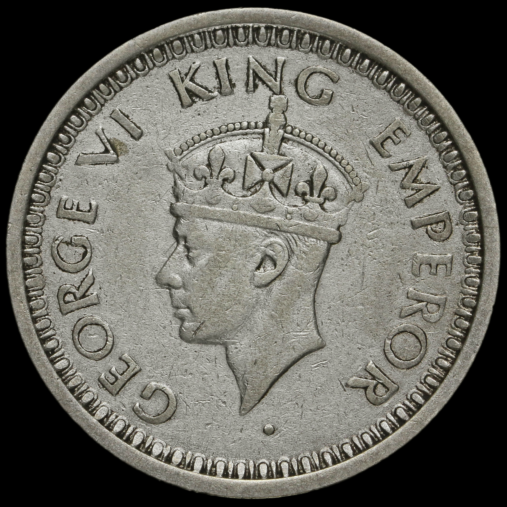 British India 1944 George VI Silver One Rupee