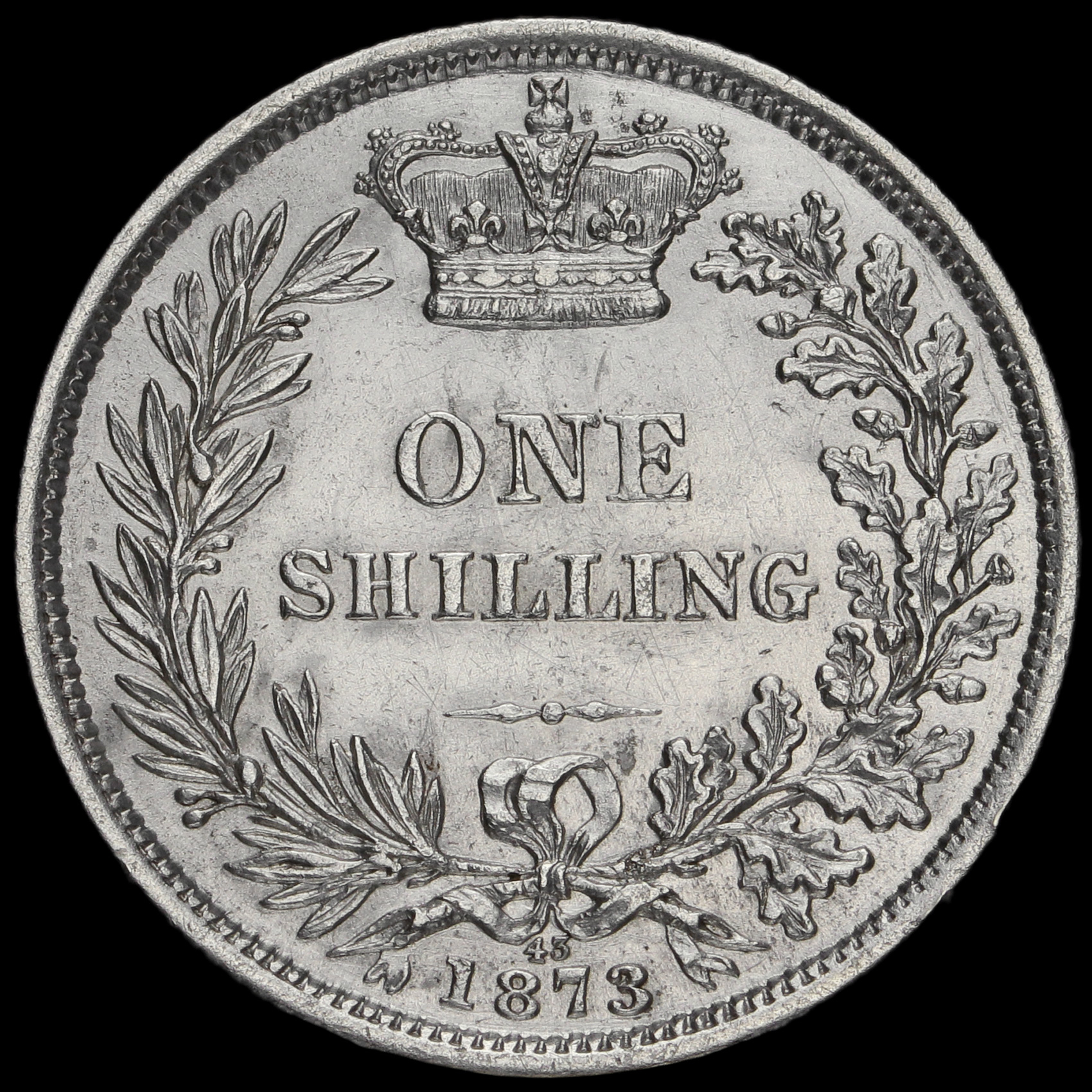 1873 Queen Victoria Young Head Silver Shilling