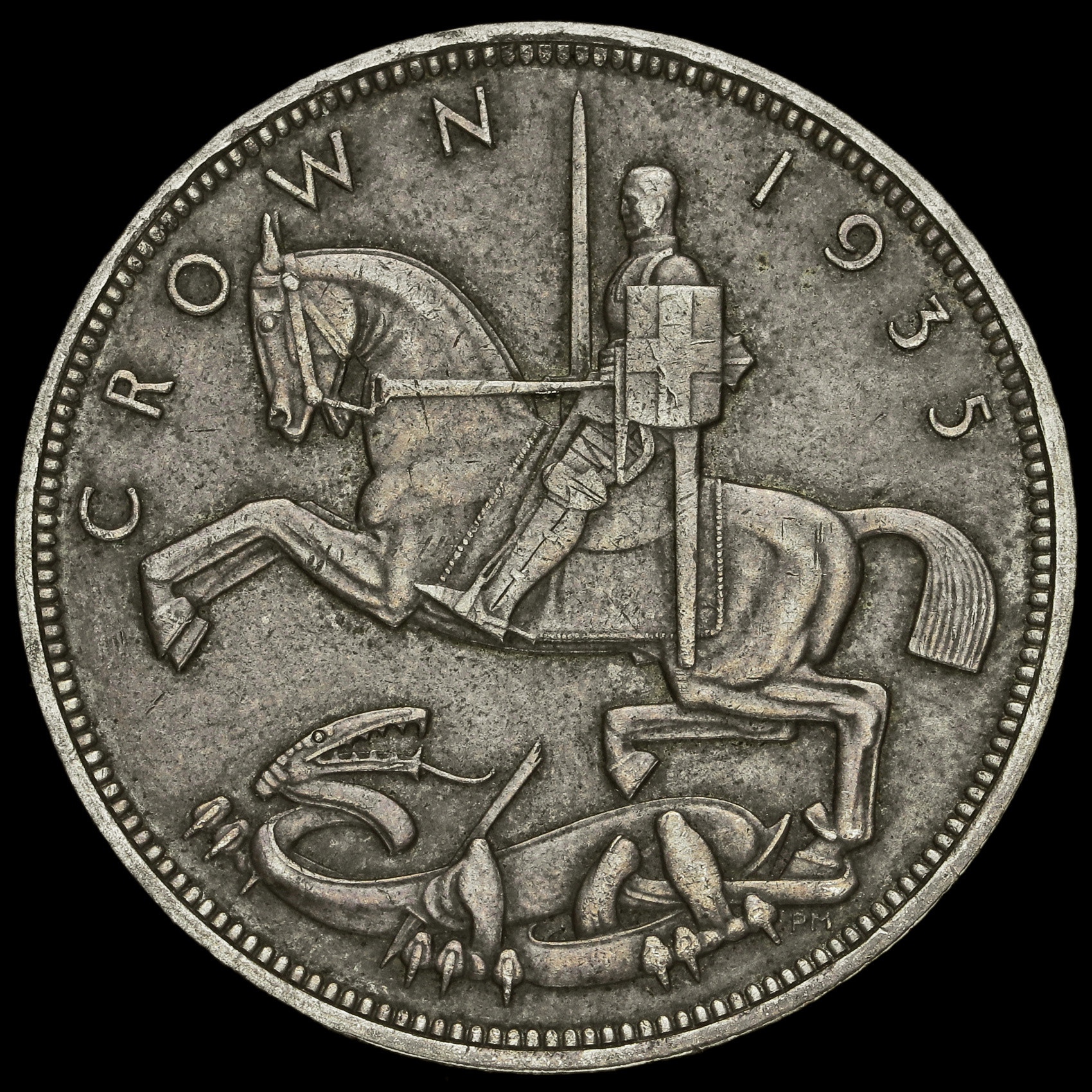 1935 King George V Rocking Horse Silver Jubilee Crown, EF