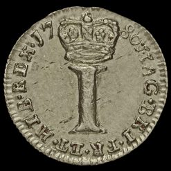 1780 George III Early Milled Silver Maundy Penny, Scarce, G/EF