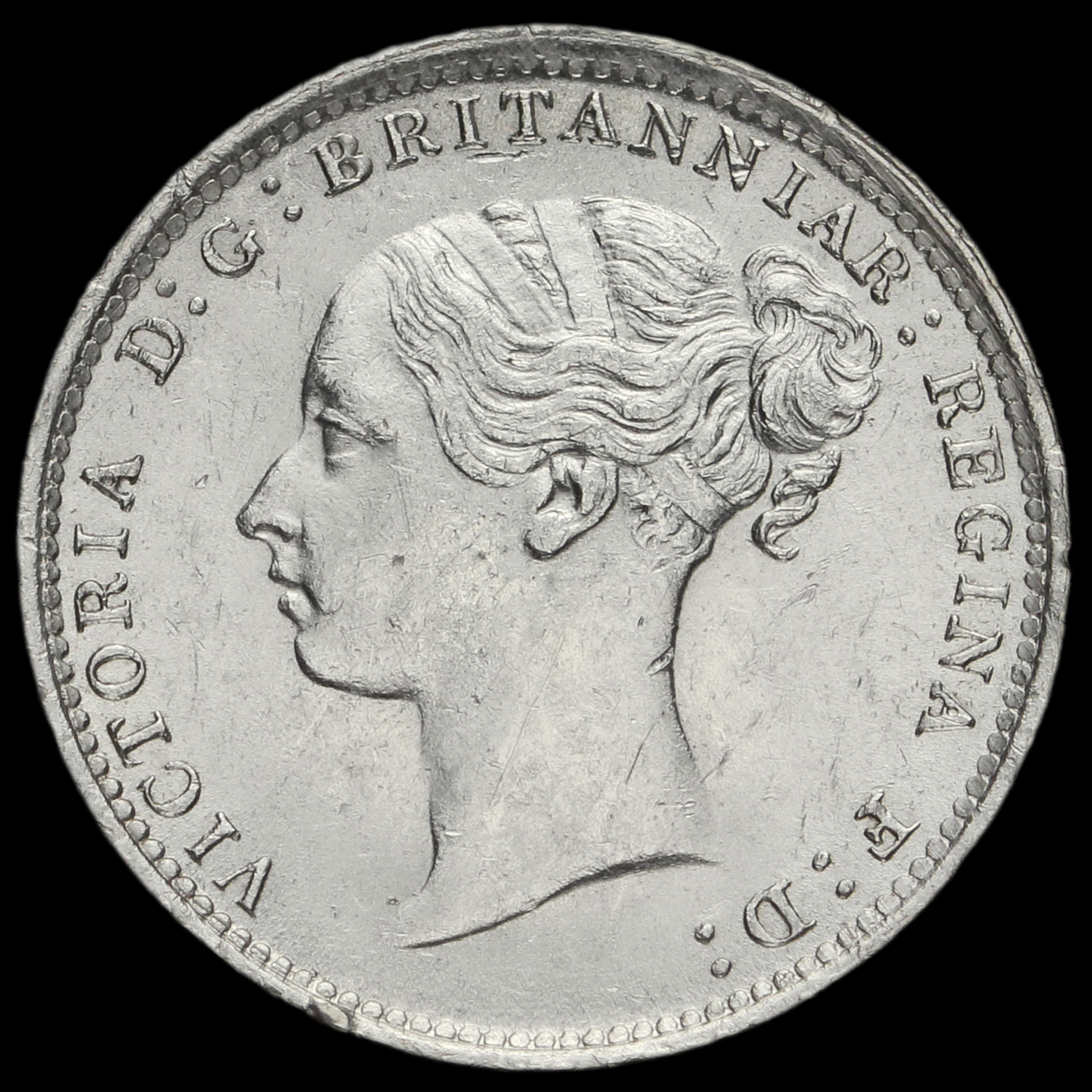1886 Queen Victoria Young Head Silver Threepence, UNC