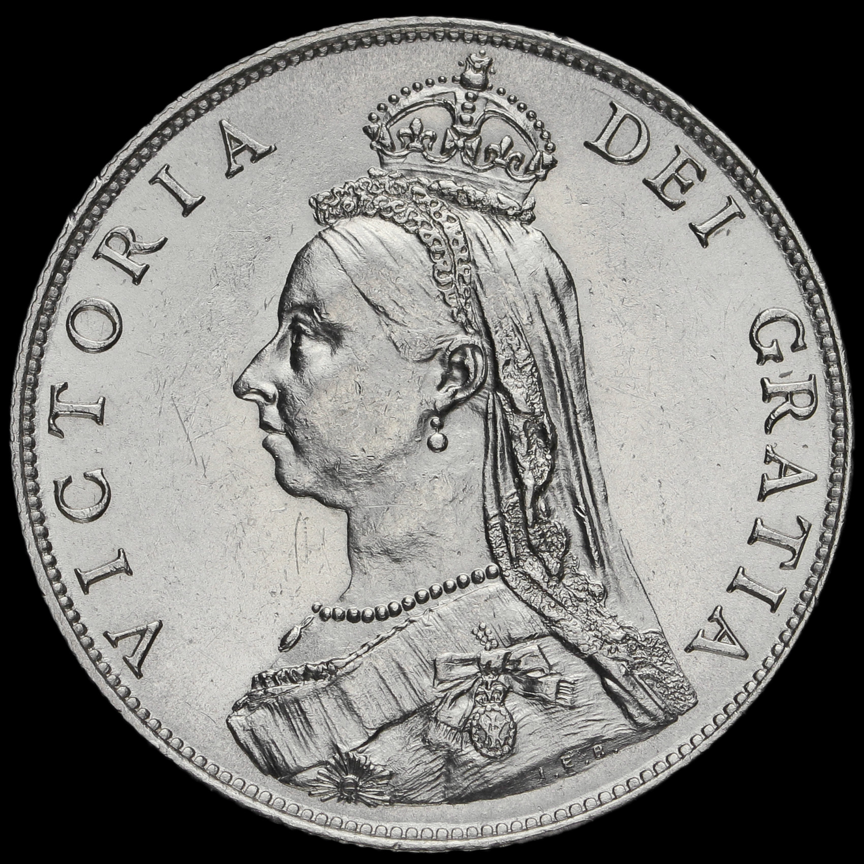 1887 Queen Victoria Jubilee Head Silver Florin, A/UNC