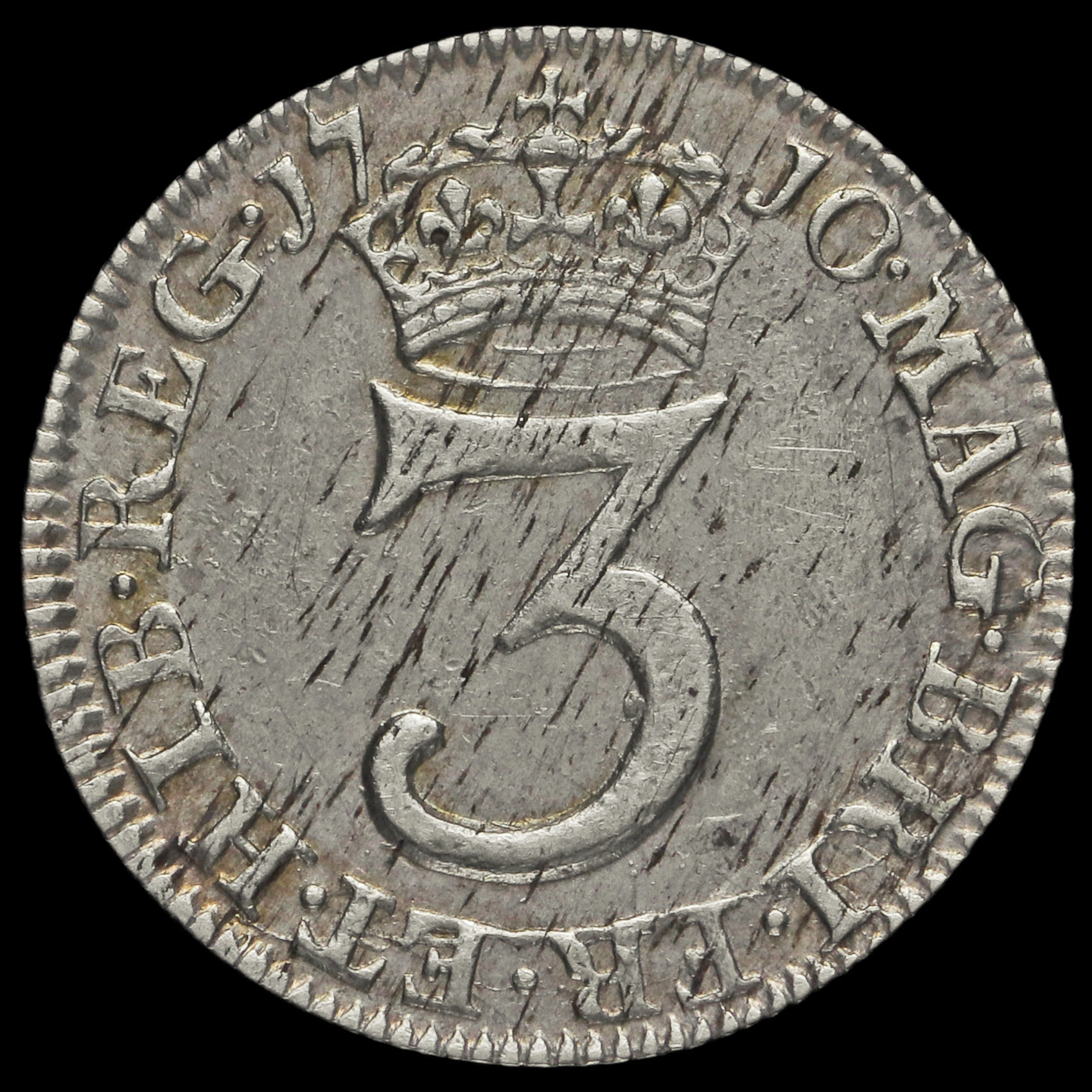 1710 Queen Anne Early Milled Silver Maundy Threepence