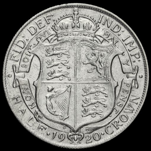 1920 George V Silver Half Crown, Scarce, GVF