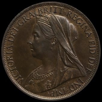 1895 Queen Victoria Veiled Head Penny, UNC