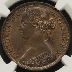 1863 Queen Victoria Bun Head Penny, NGC MS 64, Choice UNC