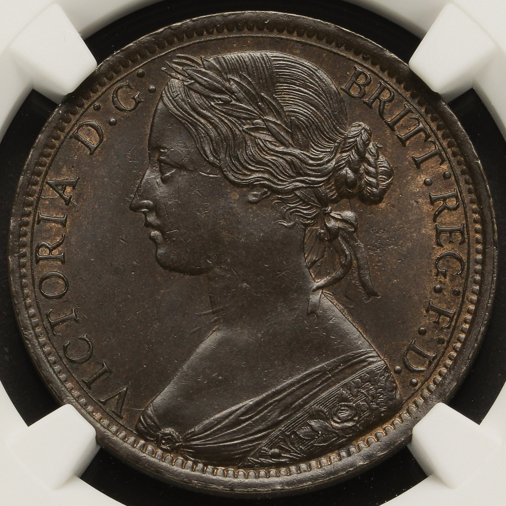 1866 Queen Victoria Bun Head Penny, MS 65, Choice UNC
