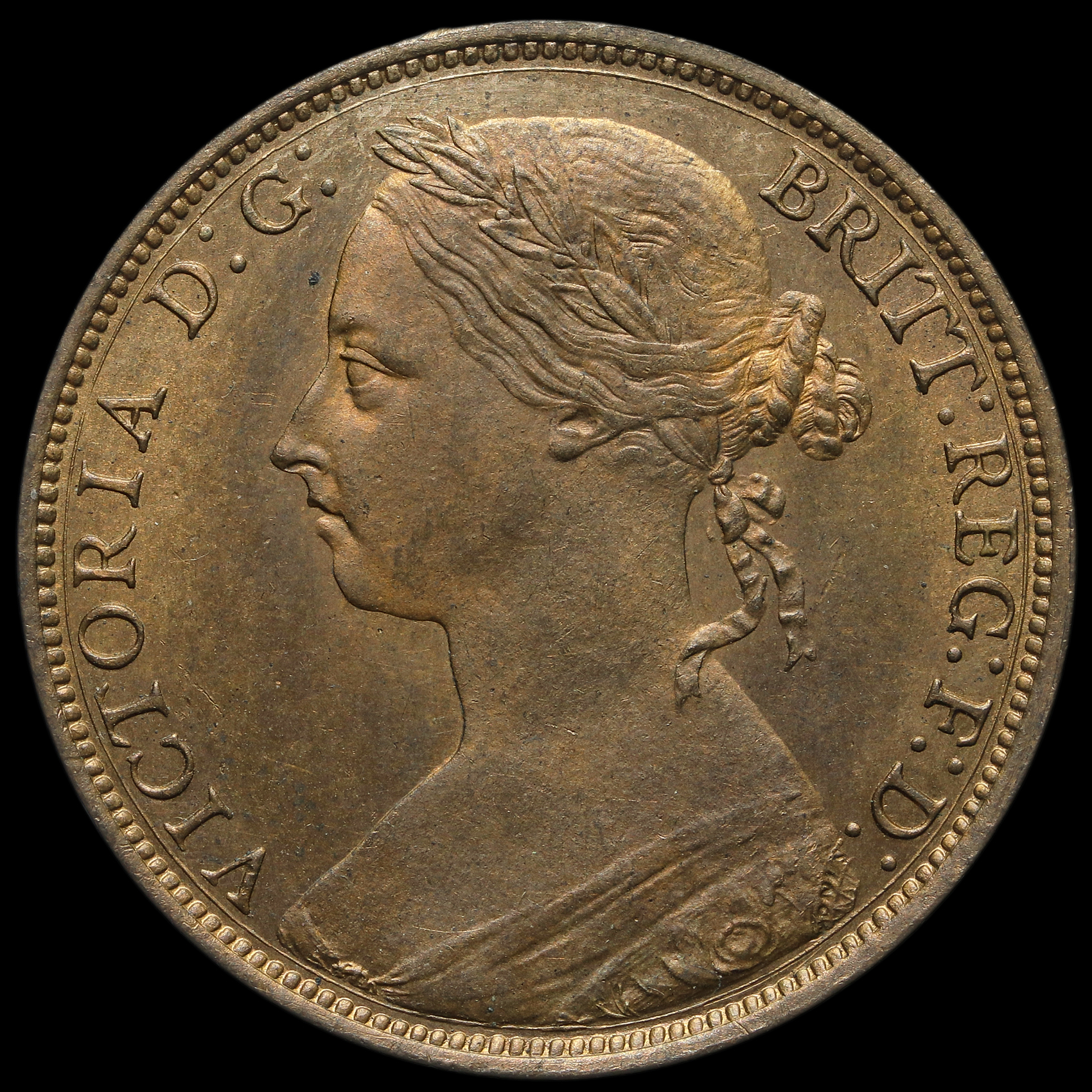 1886 Queen Victoria Bun Head Penny