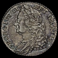 1750 George II Early Milled Silver Shilling, EF
