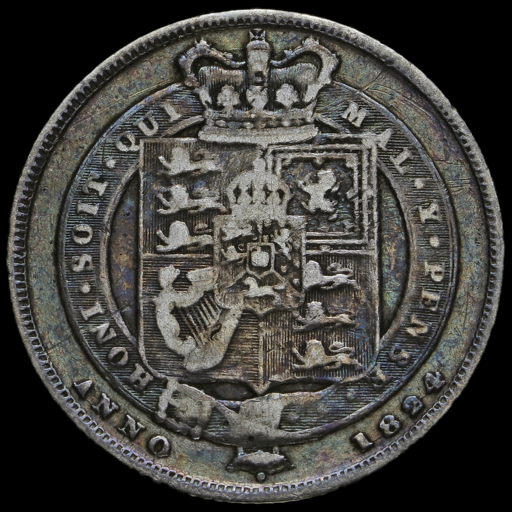1824 George IV Milled Silver Shilling, AVF