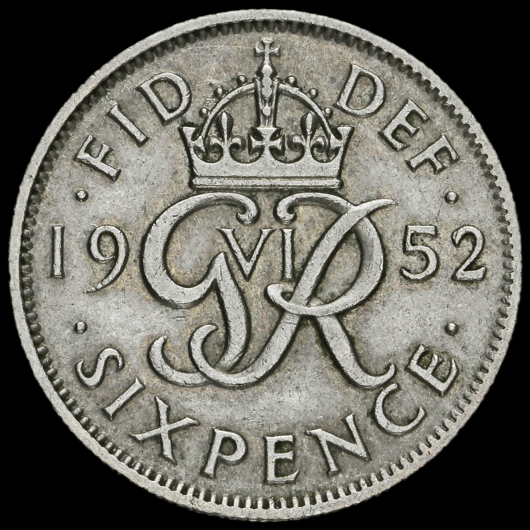 1952 George VI Sixpence, Rare, GVF+