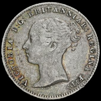 1844 Queen Victoria Young Head Silver Fourpence / Groat, Scarce, A/BU