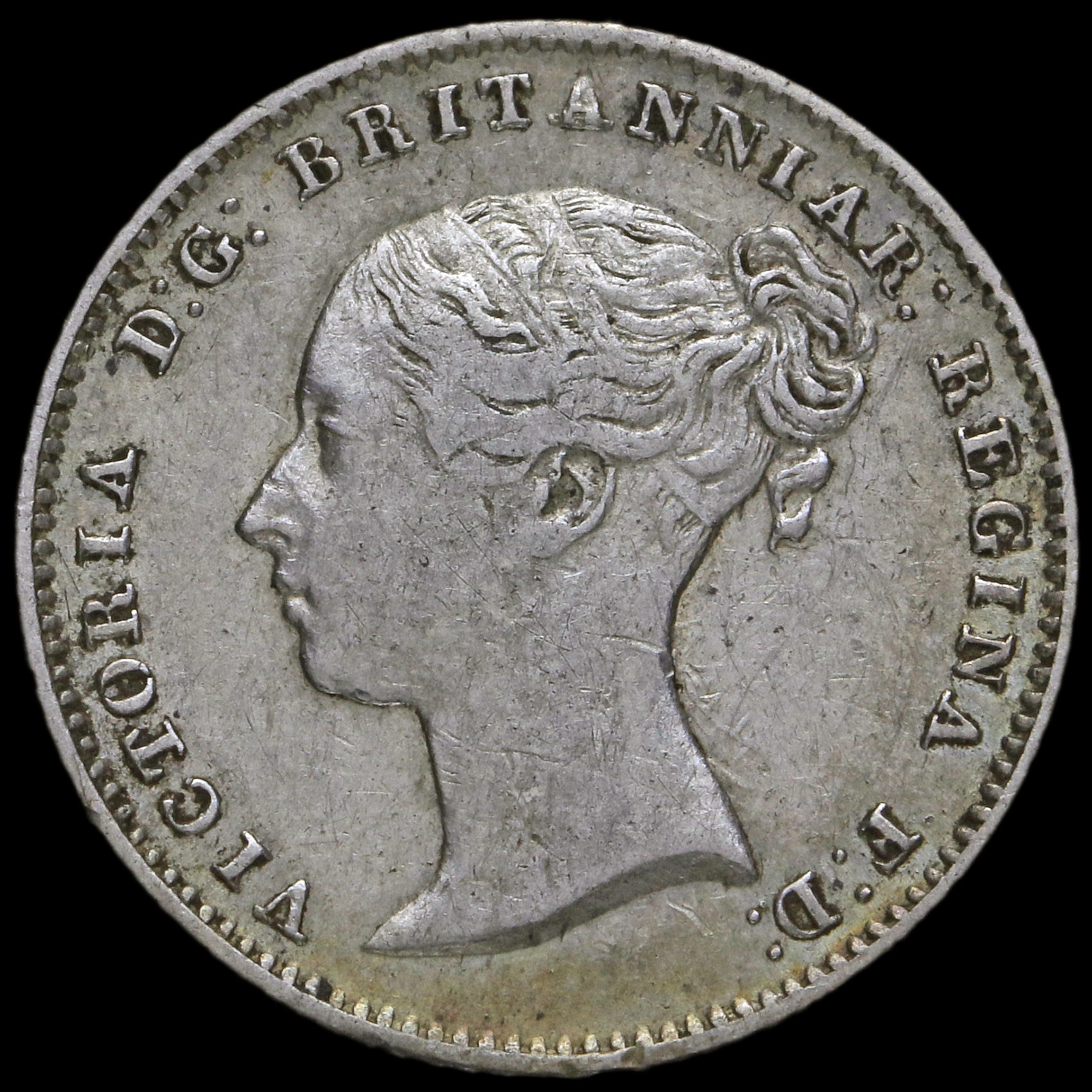 1854 Queen Victoria Young Head Silver Fourpence / Groat, GVF
